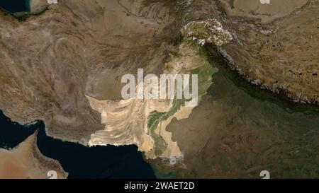 Pakistan highlighted on a low resolution satellite map map with the ...