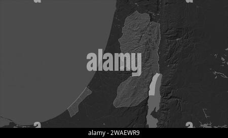 Palestine highlighted on a Bilevel elevation map with lakes and rivers map with the country's ...