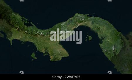 Panama highlighted on a low resolution satellite map map with the ...