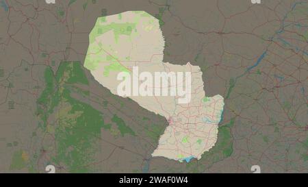 Paraguay highlighted on a topographic, OSM Germany style map map with ...