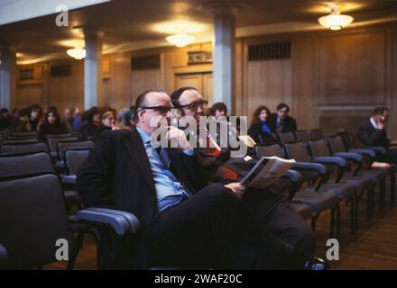 Gerry Fitt MP with Paddy Devlin MP at a Trade Union conference at Queen ...