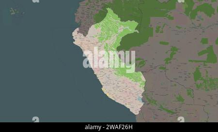 Peru highlighted on a topographic, OSM standard style map Stock Photo ...
