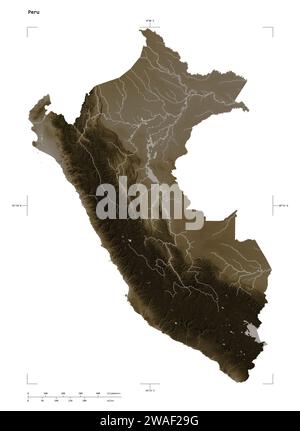 Zoom in on Lima (region of Peru) outlined. Oblique perspective ...