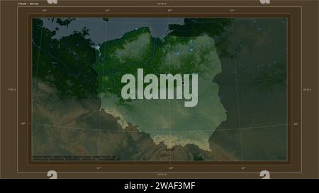 Poland highlighted on a Colored elevation map with lakes and rivers ...