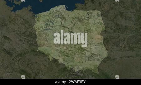 Poland highlighted on a high resolution satellite map map with the ...