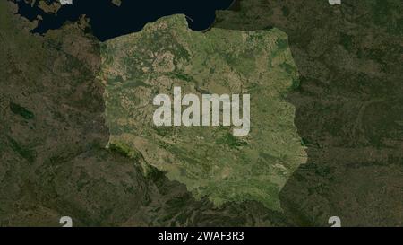 Poland highlighted on a low resolution satellite map map with the ...