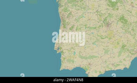 Portugal outlined on a topographic, OSM Germany style map Stock Photo ...