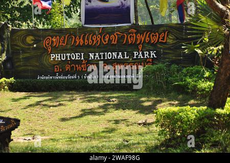 Viewpoint post sign tag information of Phu Toei National Park for thai ...