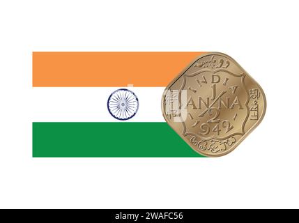 Ten Rupees coin of India. Coin side isolated on white background. Flag ...