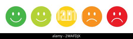 Rating emojis set in different colors with a rating scale. Feedback ...