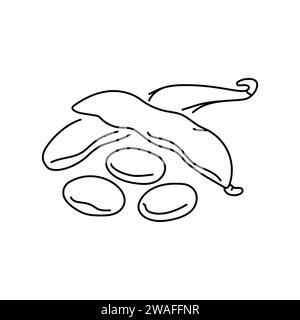 Hand drawn raw soy color element. Cartoon unprocessed food. Isolated ...