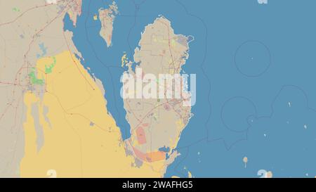 Qatar outlined on a topographic, OSM Humanitarian style map Stock Photo ...