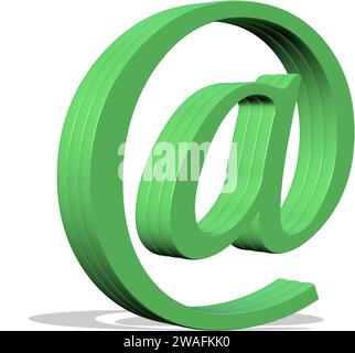 Illustration of a green e-mail sign against white background in 3D ...