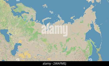 Russia outlined on a topographic, OSM standard style map Stock Photo ...