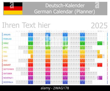 2025 german calendar - Kalender. Vector collection of monthly page ...