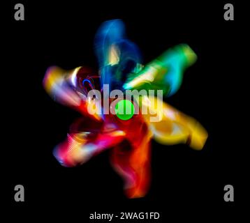 A front view of a regular toy pinwheel windmills with six differently ...