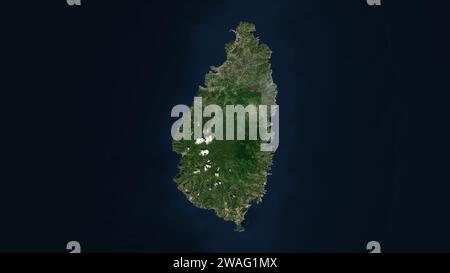 Saint Lucia highlighted on a low resolution satellite map map with the ...