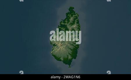 Saint Lucia highlighted on a Colored elevation map with lakes and ...