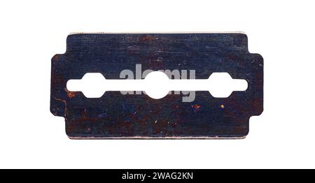Corrosive rust on the vintage razor blade isolated on white background ...