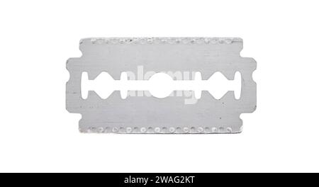 Corrosive rust on the vintage razor blade isolated on white background ...