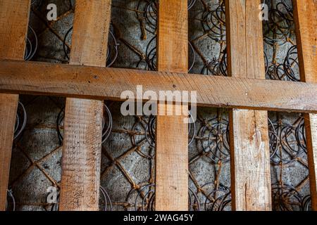 The internal structure of the spring mattress. Old box-spring mattress ...