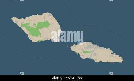Samoa highlighted on a topographic, OSM Humanitarian style map map with ...