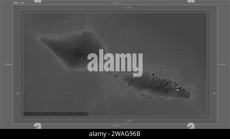 Samoa highlighted on a Grayscale elevation map with lakes and rivers ...