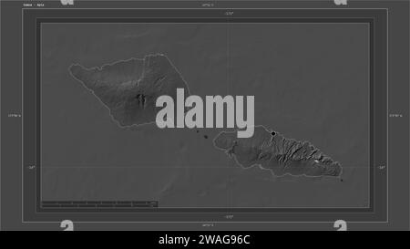 Samoa outlined on a Bilevel elevation map with lakes and rivers Stock ...