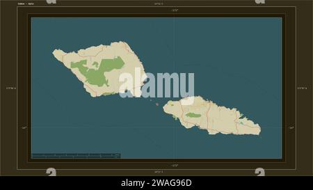 Samoa highlighted on a topographic, OSM Humanitarian style map Stock ...