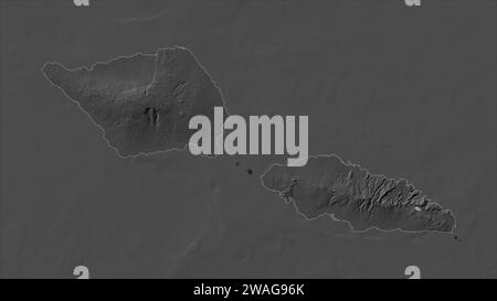 Samoa highlighted on a Bilevel elevation map with lakes and rivers map ...