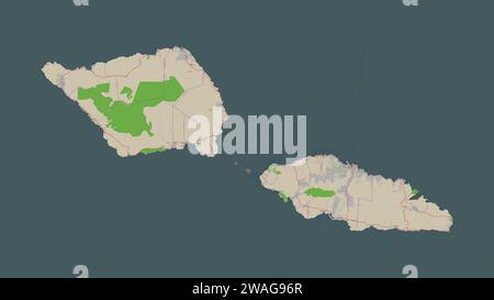 Samoa highlighted on a topographic, OSM Germany style map Stock Photo ...