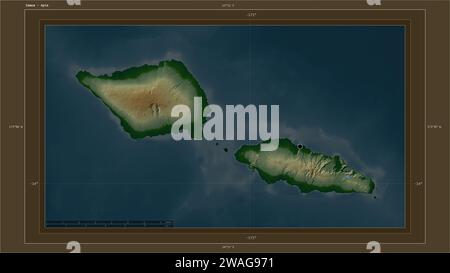 Samoa highlighted on a Colored elevation map with lakes and rivers ...