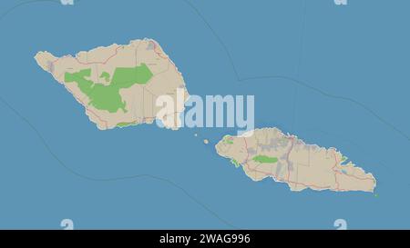 Samoa outlined on a topographic, OSM France style map Stock Photo - Alamy