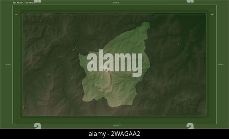 San Marino highlighted on a Pale colored elevation map with lakes and ...