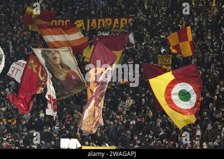 Supporters of A.S. Roma the round of 16 of the Coppa Italia ...