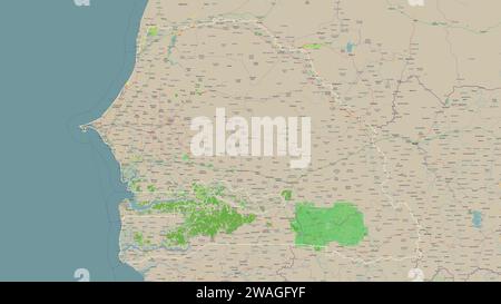 Senegal outlined on a topographic, OSM standard style map Stock Photo ...