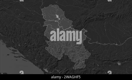 Serbia highlighted on a Bilevel elevation map with lakes and rivers map ...