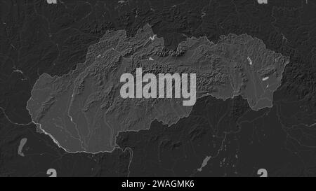 Slovakia highlighted on a Bilevel elevation map with lakes and rivers ...