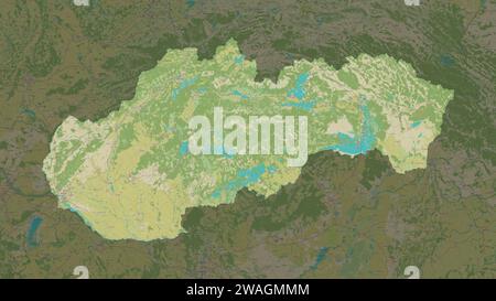 Slovakia highlighted on a topographic, OSM Humanitarian style map map ...