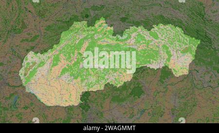Slovakia highlighted on a topographic, OSM France style map map with ...