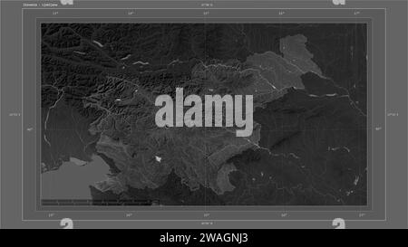 Slovenia highlighted on a Grayscale elevation map with lakes and rivers ...