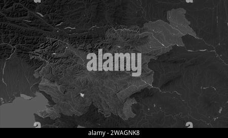 Slovenia highlighted on a Grayscale elevation map with lakes and rivers ...