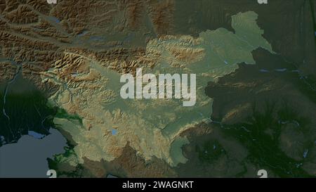 Slovenia highlighted on a Colored elevation map with lakes and rivers ...