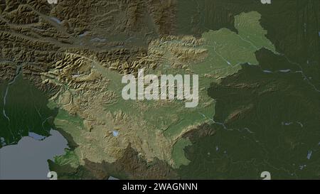 Slovenia highlighted on a Pale colored elevation map with lakes and ...