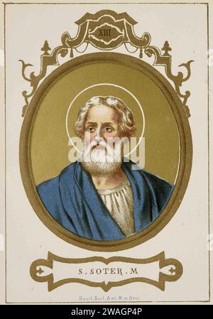 An 1879 illustration of Pope Soter, who was pontiff from AD166 to AD174 ...