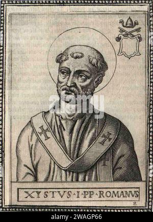 A 17th Century engraving of Pope Sixtus II, who was was pontiff from ...