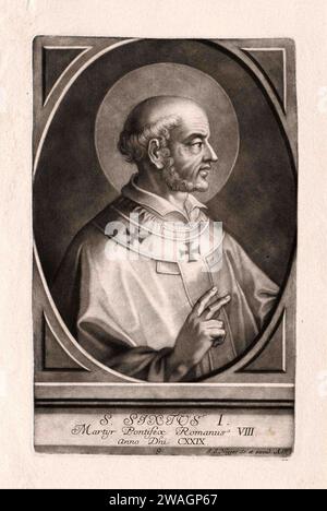 A 17th Century engraving of Pope Sixtus II, who was was pontiff from ...