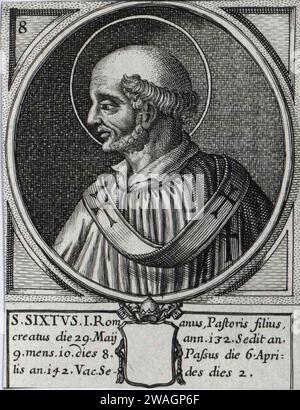 A 17th Century engraving of Pope Sixtus II, who was was pontiff from ...
