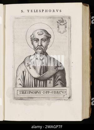 A 1580 engraving of Pope Telesphorus, who was pontiff from AD125 to ...