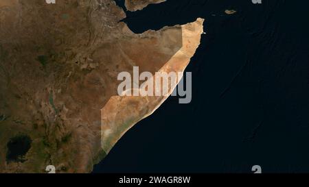 Somalia Mainland highlighted on a low resolution satellite map map with ...